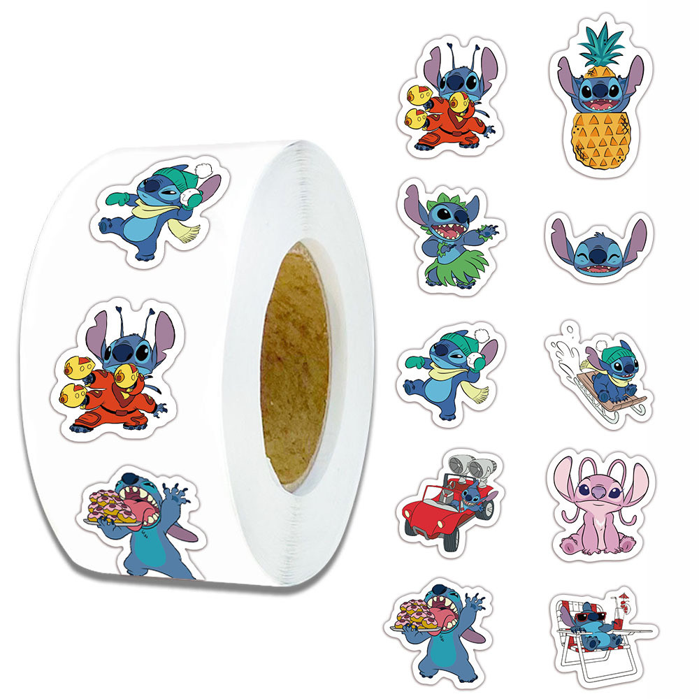 500 pcs 10 images Cute Stitch Cartoon Stickers Roll/Stickers Tape (2 ...