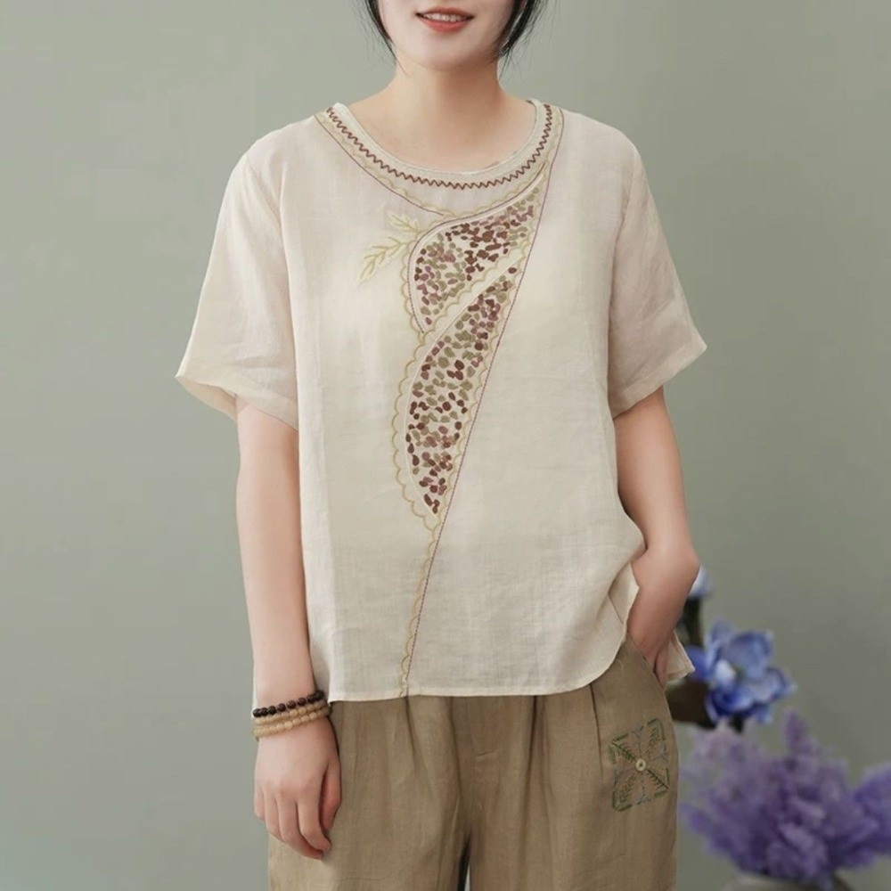 modern filipiniana top，Cotton and Linen Blouse for Women Plus Size ...