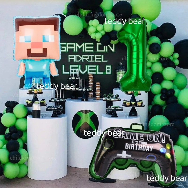 Minecraft Theme Balloons Party Decorations 32inch Green Number Balloon ...