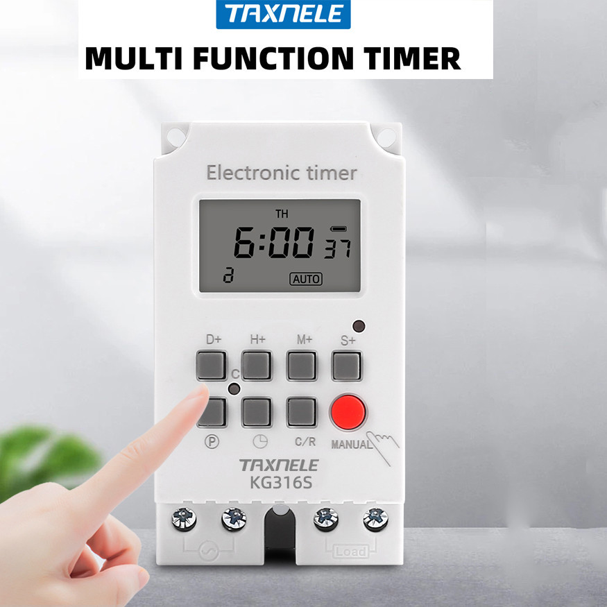TAXNELE KG316S High Load 25A 220V 7 Days Weekly Digital Electronic Lighting Timer Switch 1 ...