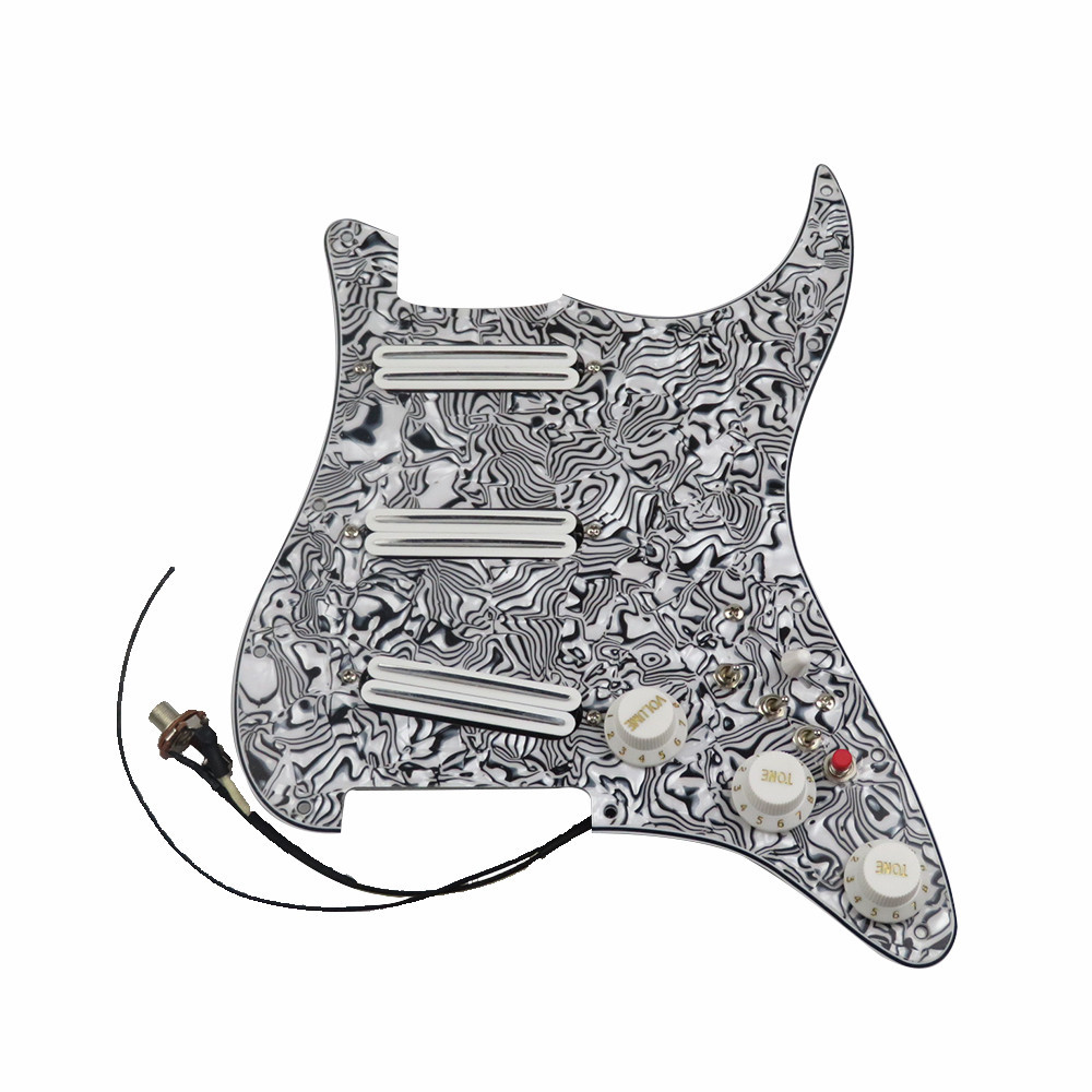 SH-T(New)Black & White Zebra Pickguard White Pickup Dual Hot Rails ...