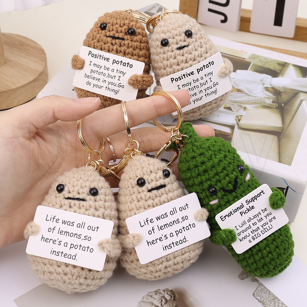 Positive Energy Potato Keychain - Bag Pendant - Wool Cucumber Key Rings ...