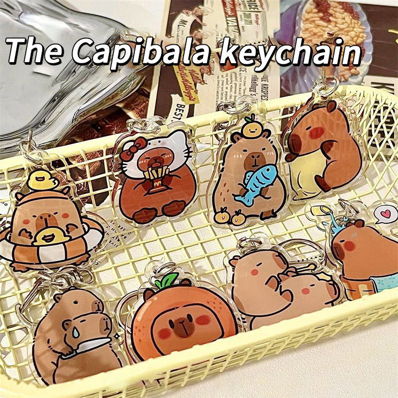 Cartoon Capybara Key Chain Cute Acrylic Keyring Student Bags ...
