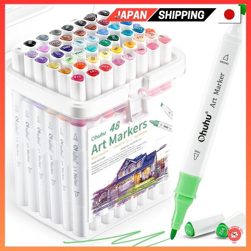 【Direct from Japan】Ohuhu Illustration Markers, 47 colors, 48 markers ...