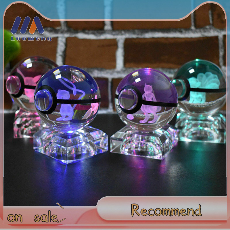 LuoMeng Pokemon Crystal Ball 3D Toy Snorlax Mewtwo Pikachu Figures ...