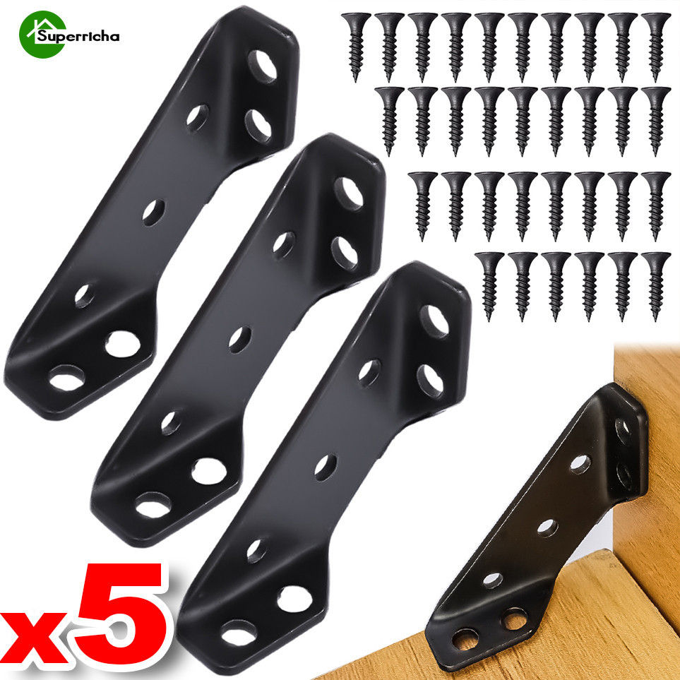 1/5pcs Universal Furniture Triangle Support - Black Corner Frame ...