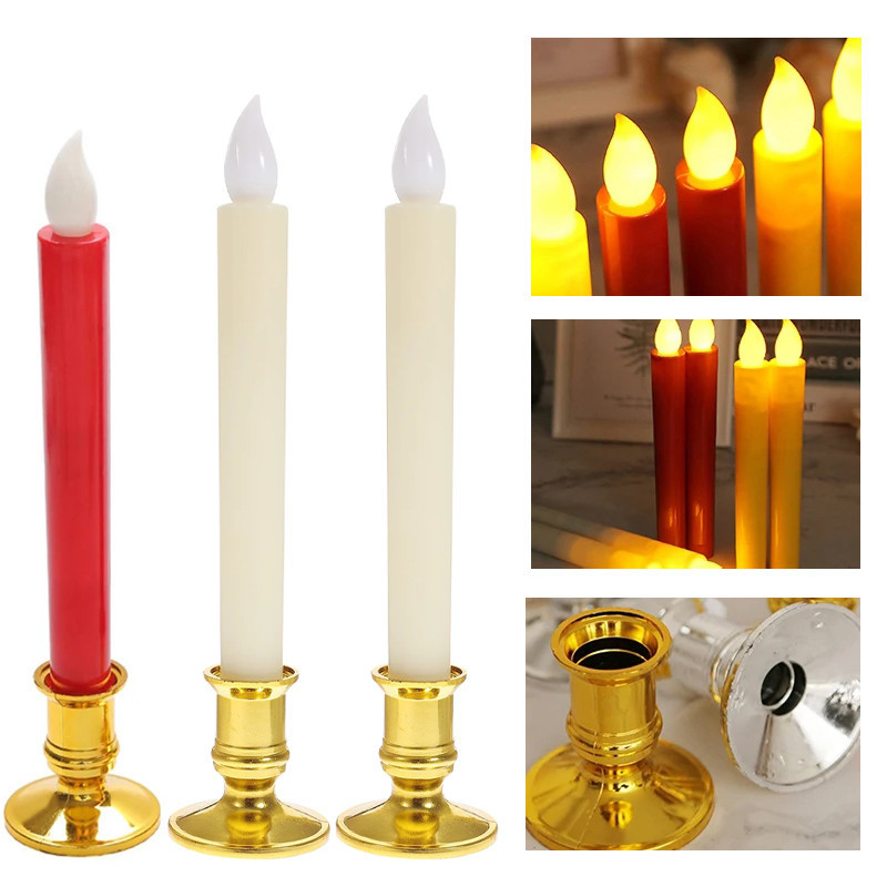 2pcs Traditional Taper Electronic Candlestick/LED Flameless Battery ...
