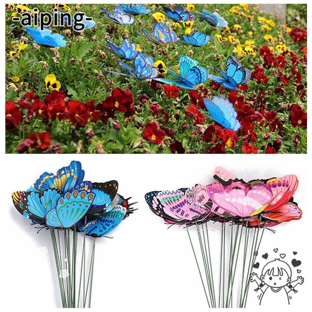 AIPING 10PCS Simulation Butterfly with Rods, Multi-Color 8cm Vivid ...