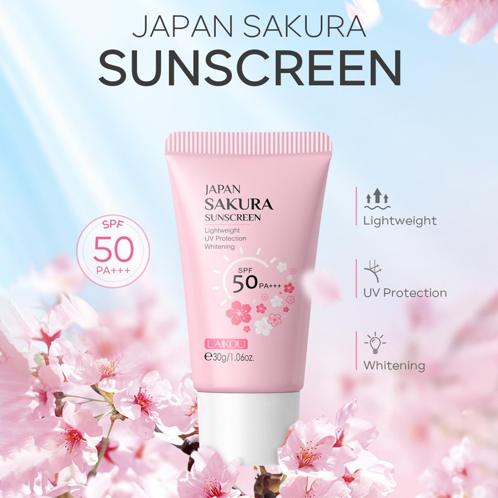 Sun Cream SPF50 Sakura Face & Body Sunscreen 30g Lightweight Waterproof ...