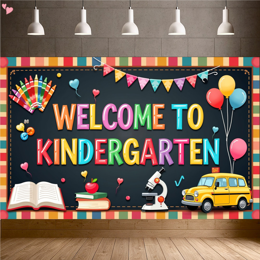 Welcome to Kindergarten Banner Back to School Kids Classroom Party ...