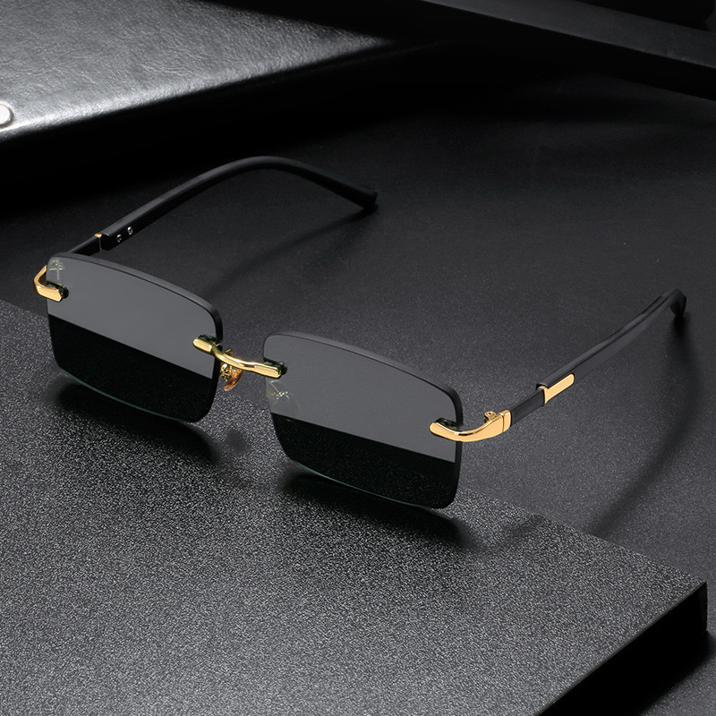 Women's Rimless Gradient Sunglasses UV400 Protection Fashion Eyewear ...