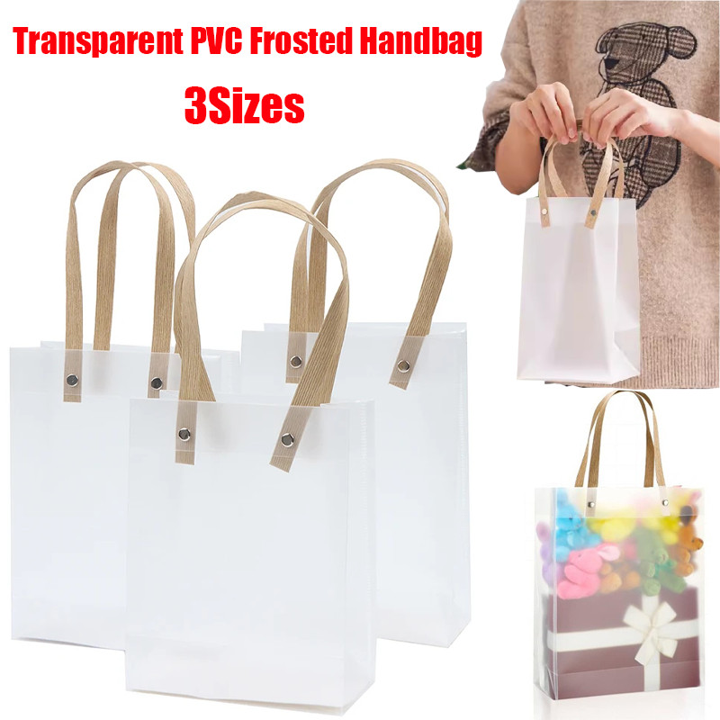 Translucent PVC Frosted PP Handbag with Paper Handle/Souvenir Tote Bag ...