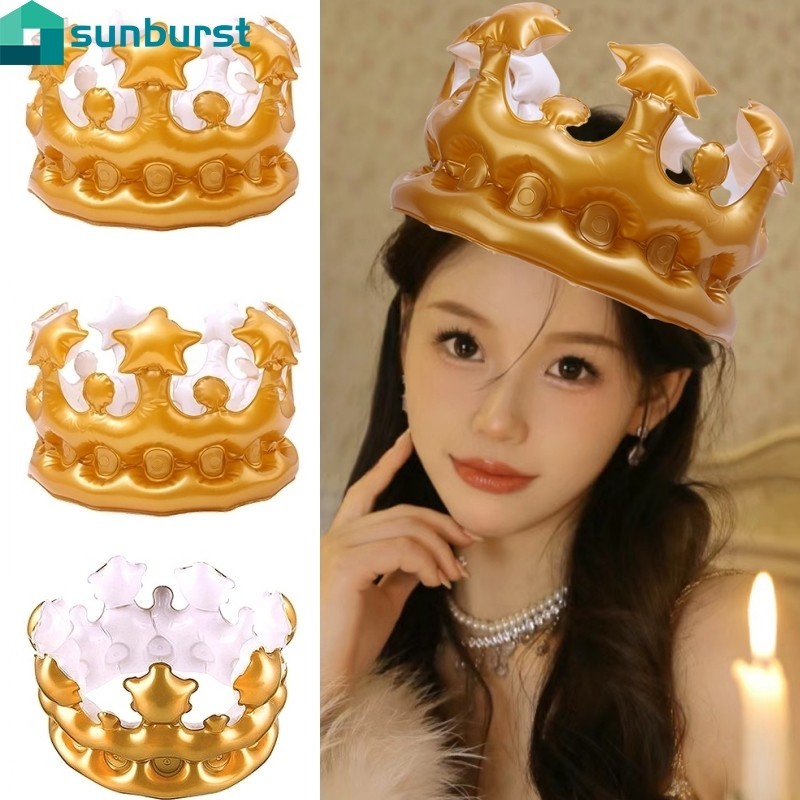 Kids Adult Birthday Hats - King Queen Birthday Crown - Gold, PVC ...