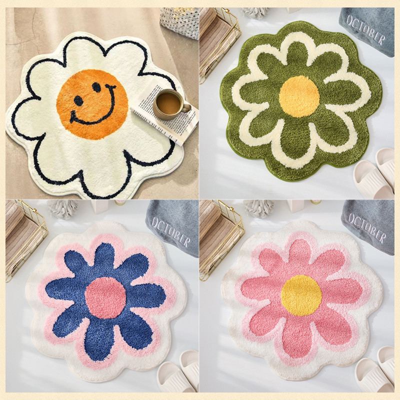 Flower Shaped Carpet Rug Girl Floor Mat Dresser Creative Soft Cute Skin ...