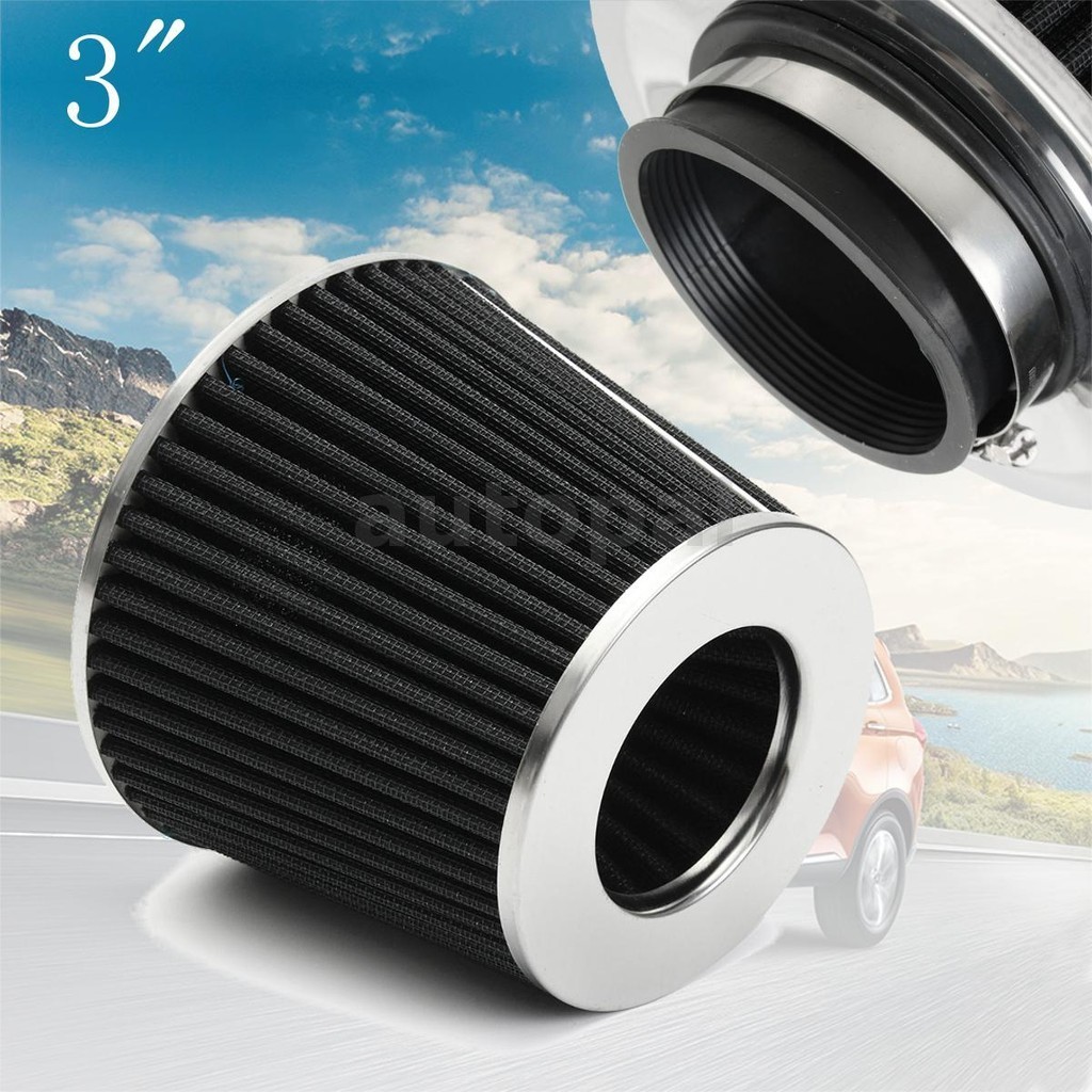 Car Universal Air Filter Black 3inch for Cold Air Intake High Flow 76mm ...