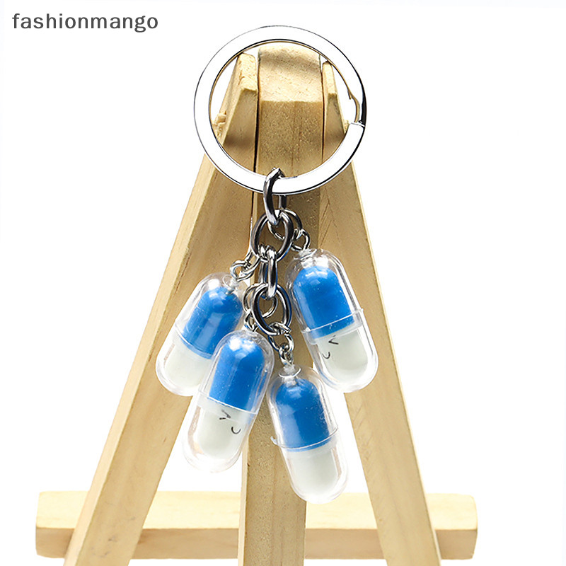 FMPH Bless Cute Smiley Face Capsule Keychain Funny Pill Drug Pendant ...