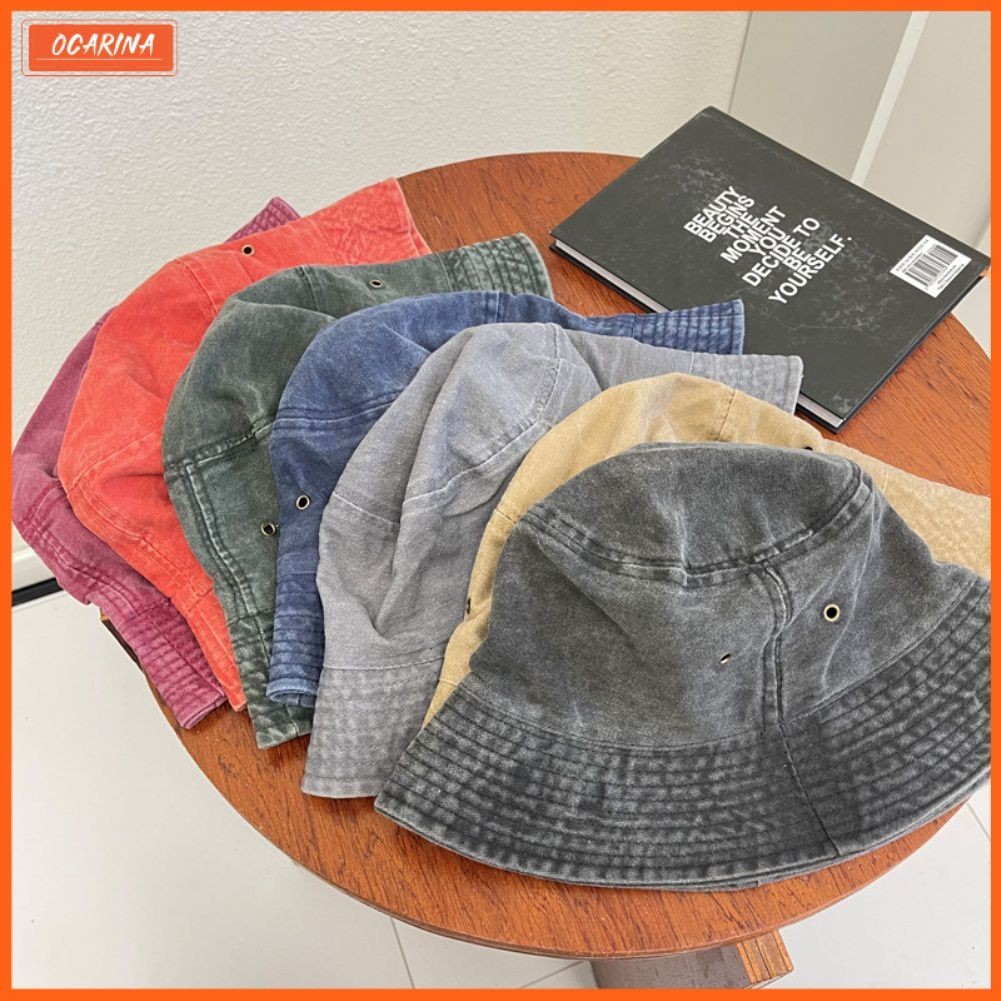 Bucket Hat Cotton Washed Plain Cap Men's Waway Hat Fisherman Hat Summer ...