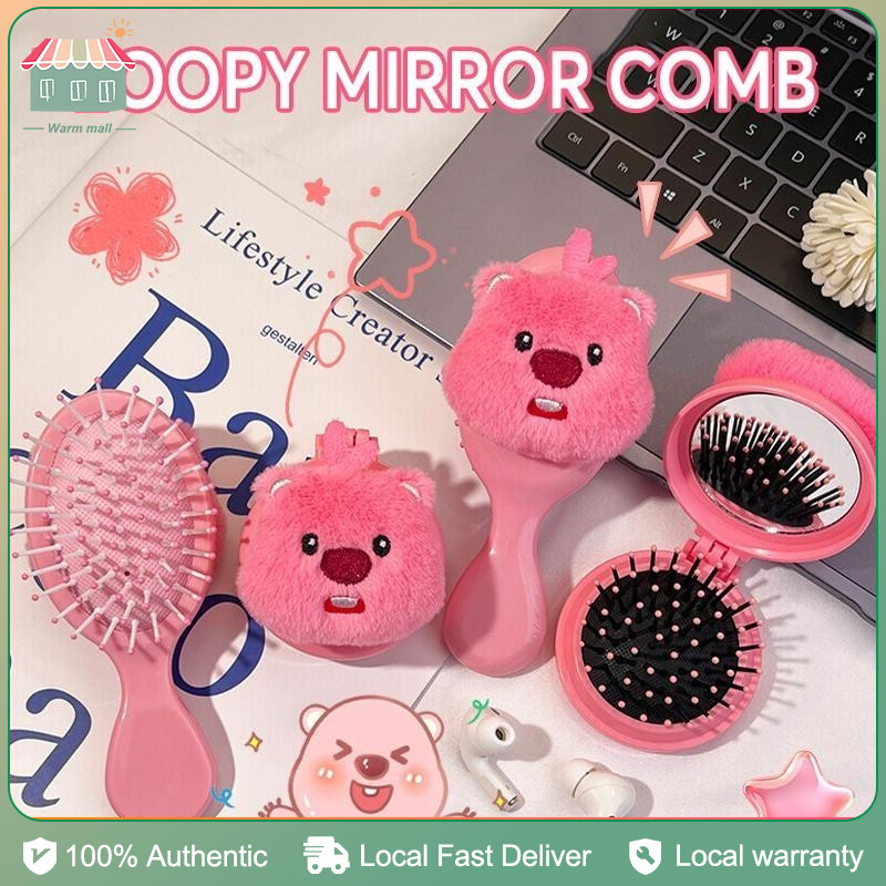 Cute LOOYPY folding flip-flop airbag comb beaver carry-on makeup mirror ...