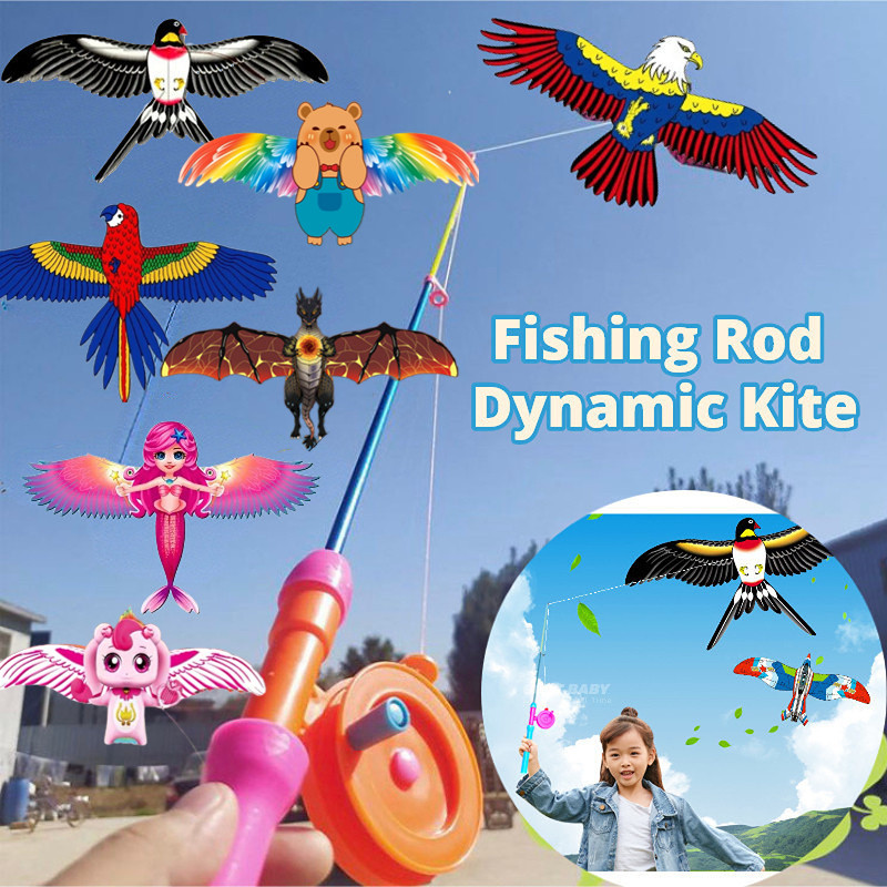 Cartoon Eagle Bird Mini Kite Toys for Kid with Fishing Rod Dynamic ...