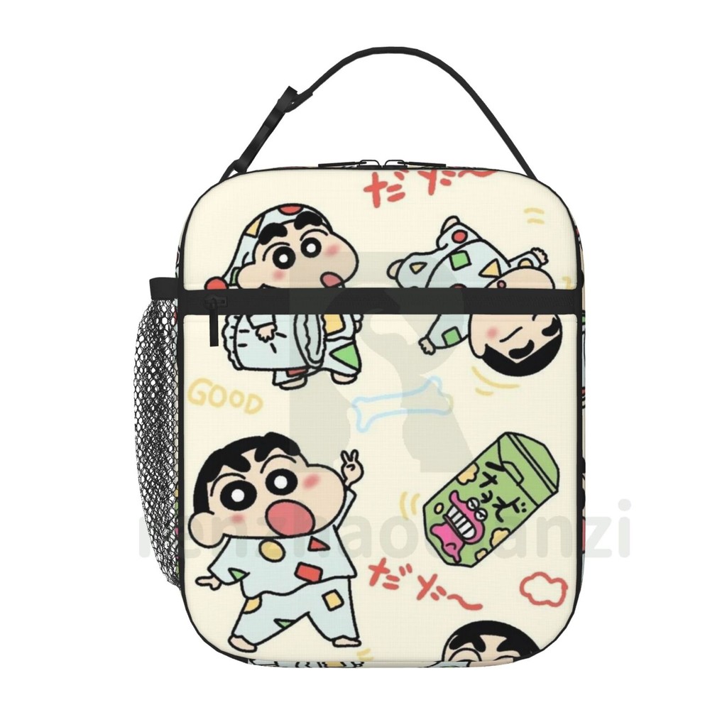 Crayon Shin Chan Kids lunch bag Portable School grid Lunch Box Student ...