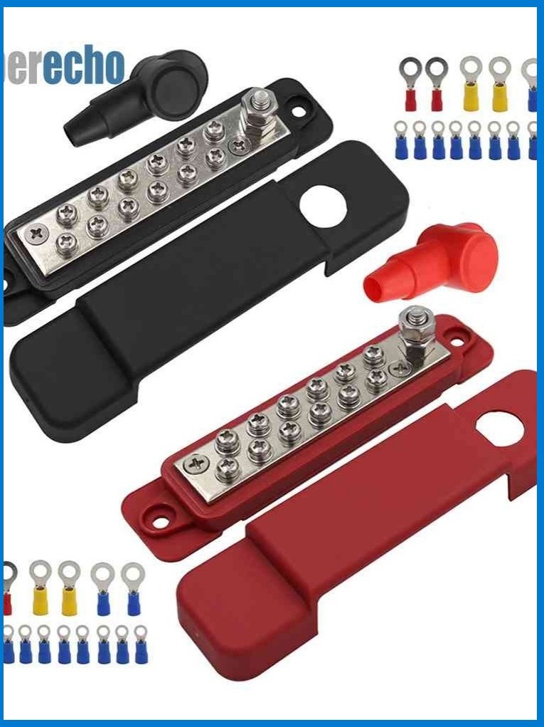 【Free Shipping】2pcs 12 Terminal Power Distribution Block Bus Bar DC 48V ...