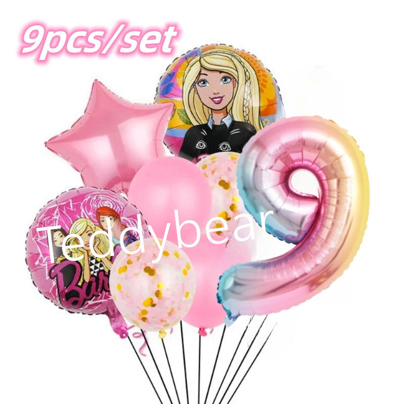 Pink Barbie Balloon Set for Birthday 32inch Pink Number Foil Balloon ...