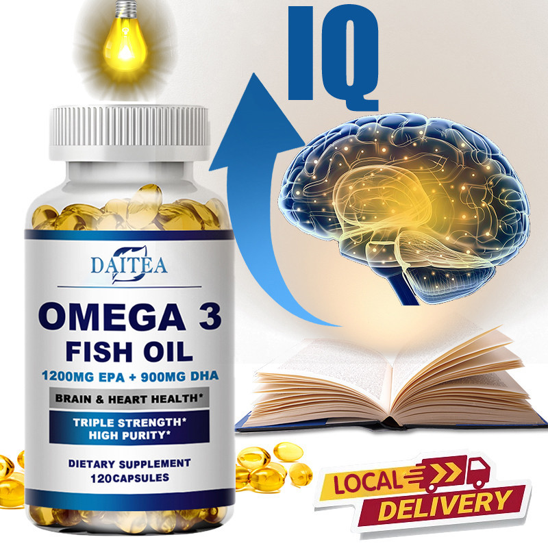 Daitea Omega 3 Fish Oil Capsule Supplement Enriched with DHA EPA Anti-Aging Skin Eyes Mind and ...