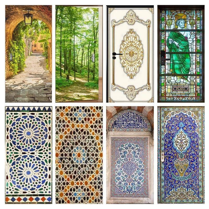 Custom Creative Door Stickers Bedroom Sliding Door Living Room Door ...