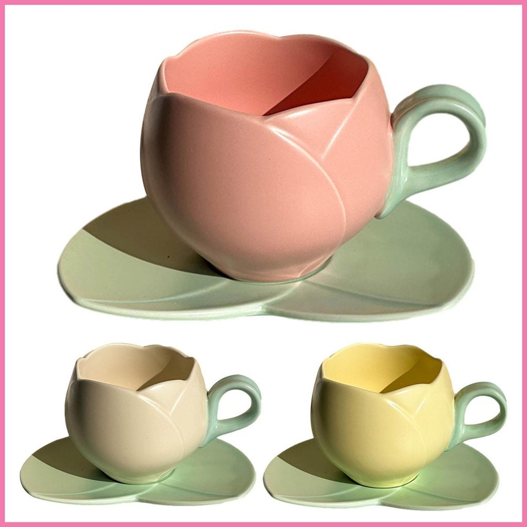 Ins Style Tulip Coffee Mug With Coaster High-Value Exquisite Tulip Mug ...