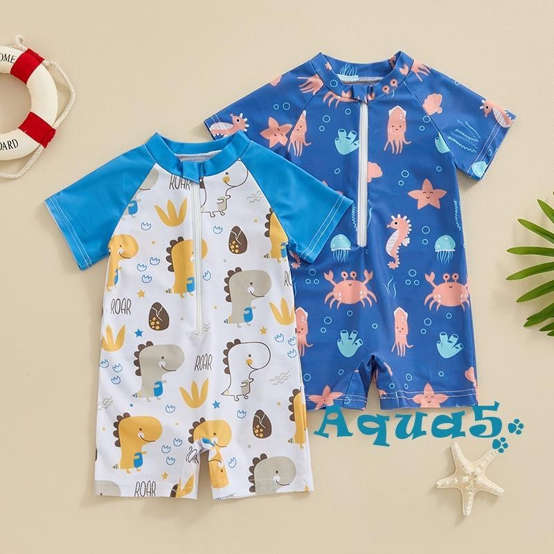 AQQ-Toddler Boys Summer Rash Guard Swimwear Cartoon Marine Organisms ...