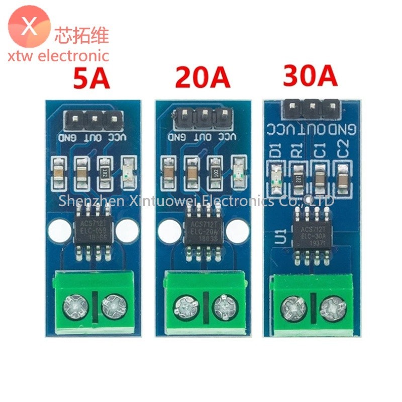 Hall Current Sensor Module 5A 20A 30A ACS712 Range Current Detection ...