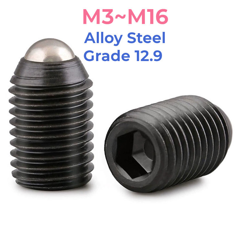 Grade 12.9 Black Alloy Steel Hex Socket Allen Spring Ball Plunger Grub ...