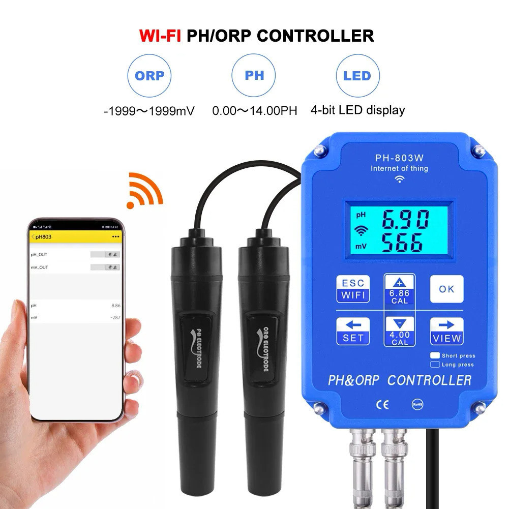 High-precision KL-803W WiFi Monitoring Digital Acid-base and Redox Controller PH Meter ORP ...