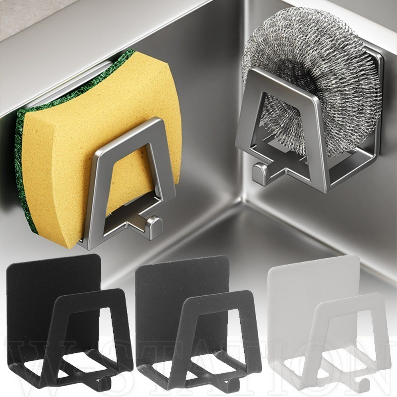 Stainless Steel Sponges Holder - Sink Sponges Drain Drying Rack- Wall-Mounted Storage Hooks ...
