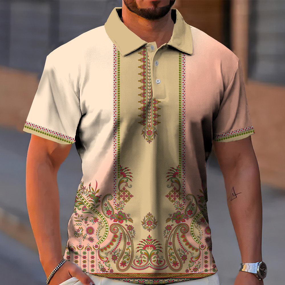 2025 New Retro Ethnic Style Red Polo Shirt Modern Barong Top Philippine ...