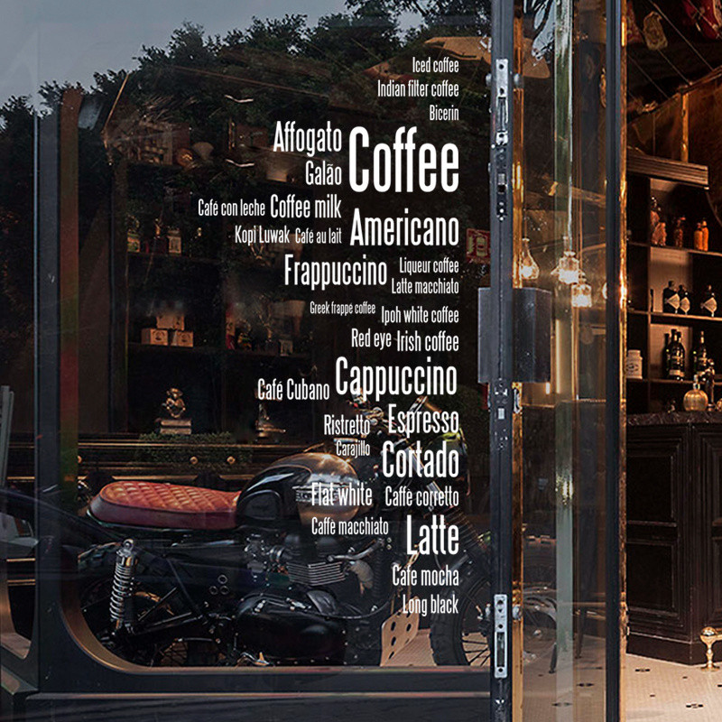Coffee Shop Window Decoration Glass Sticker | Anti-collision Static ...