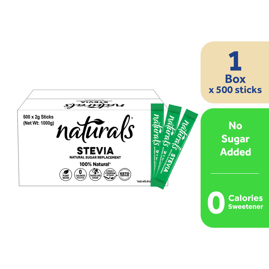 Naturals Stevia Zero Calorie Sweetener 500 Sticks - 1 Box (Natural ...