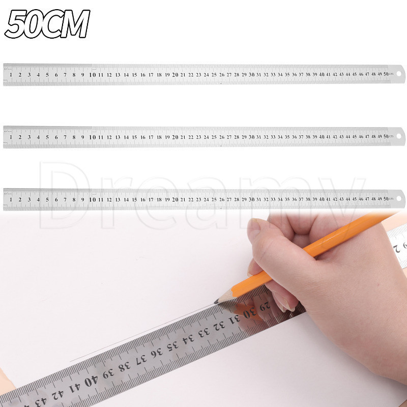 1/2Pcs 50cm Stainless Steel Metal Ruler - Students Drawing Ruler ...