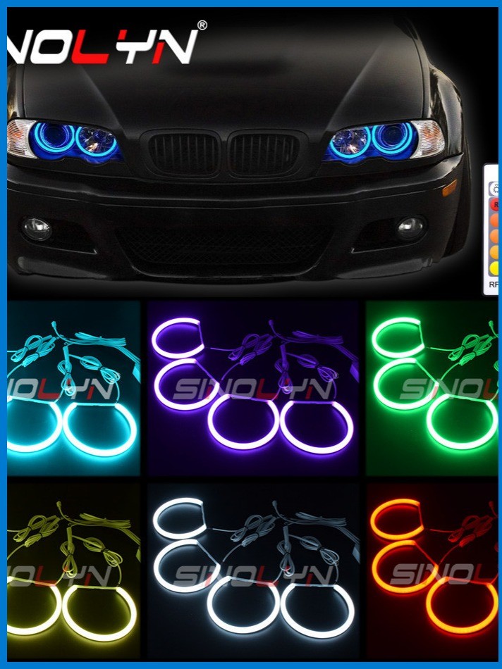 RGB LED Light Angel Eyes DRL Halos Multi-Color Bluetooth App Controller ...
