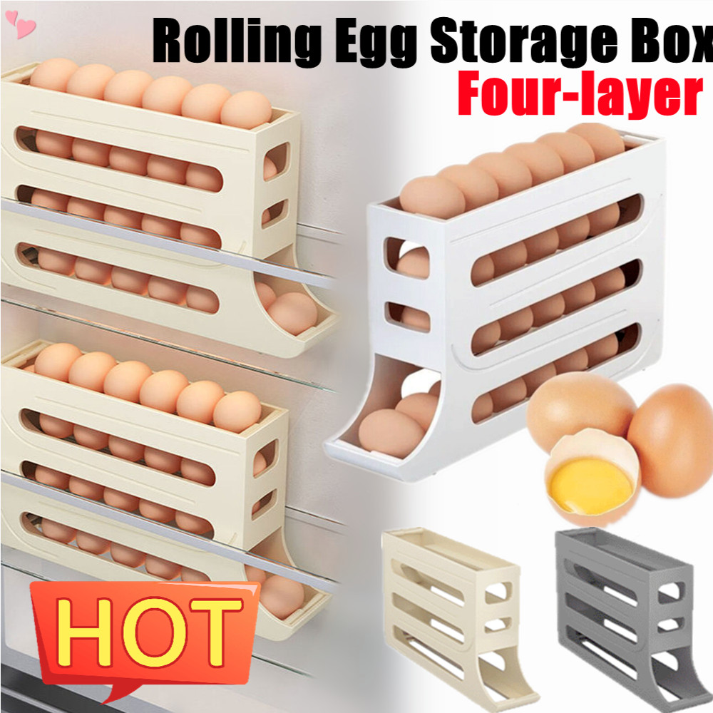 【Packaging updated】Automatic Scrolling Egg Rack Anti-falling Four-layer ...