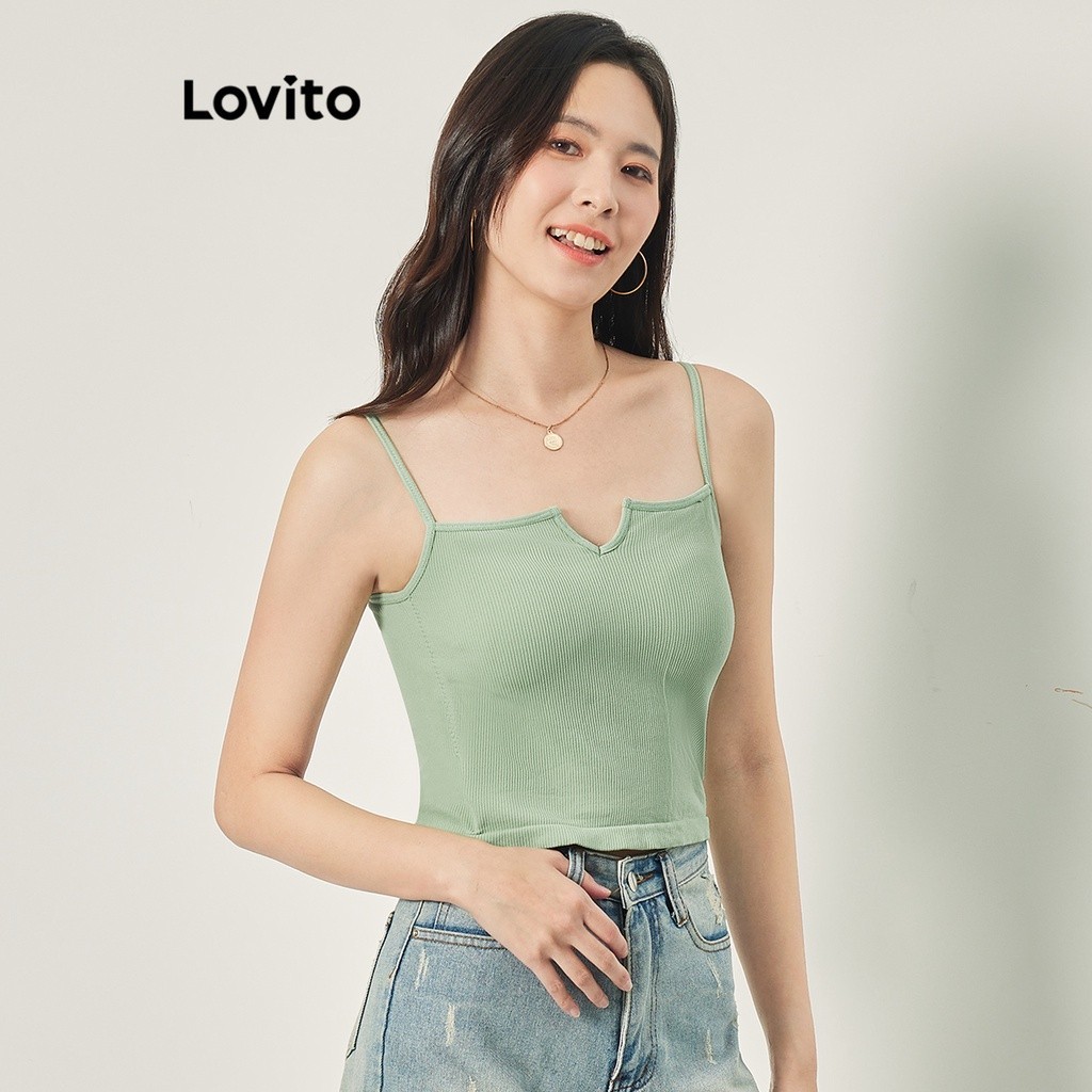Lovito Women Split Front Basic Tank Tops L68ED050 | Shopee Philippines