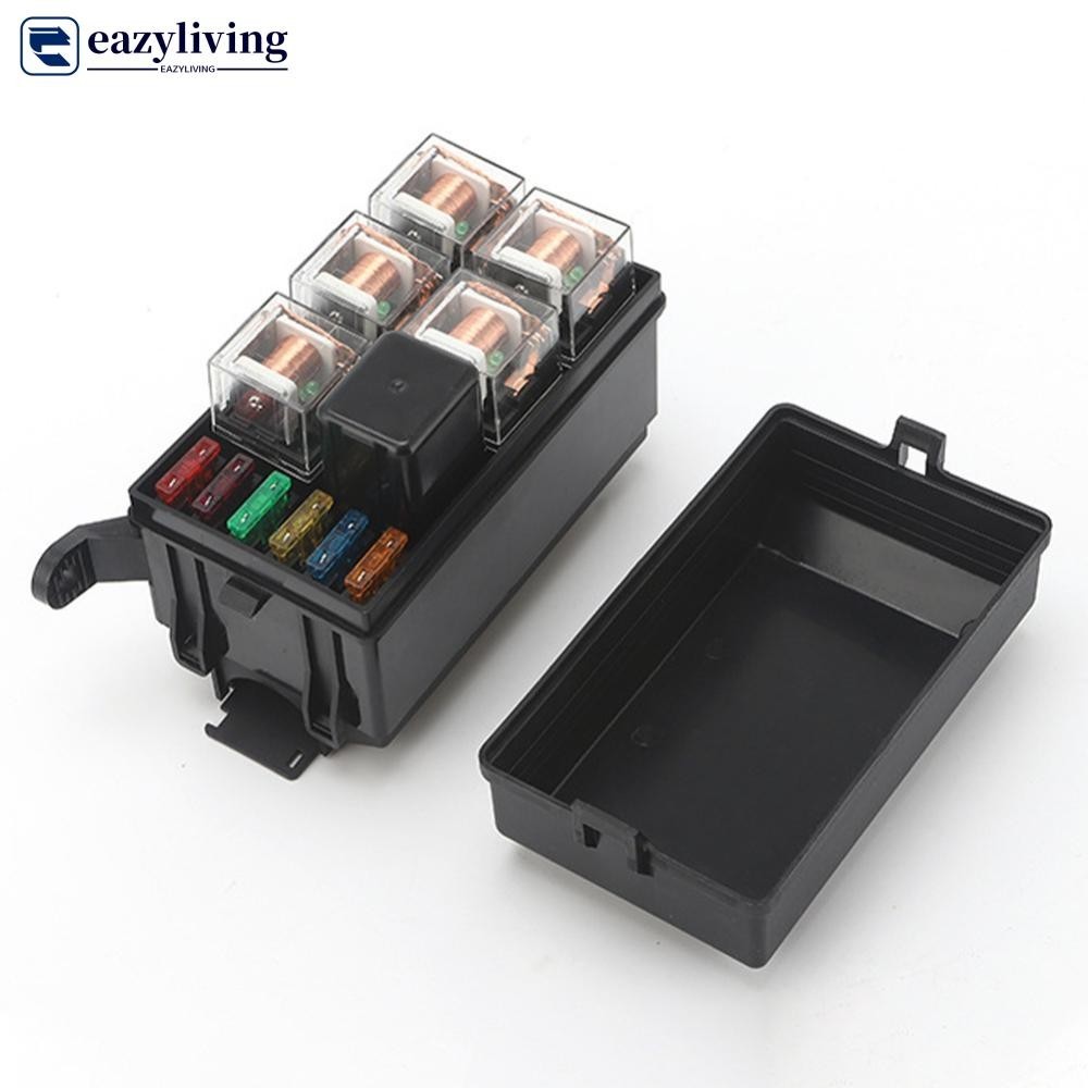 EAZYLIVING Car 12V/24V Relay Box 6 Slots Relay Block 6 Way ATC/ATO Fuse Relay Box Fuse Block ...