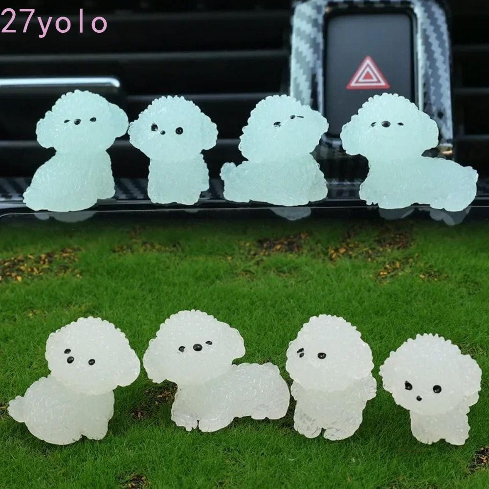 YOLO Noctilucent Dog Figurines, Cartoon Realistic Mini Luminous Poodle ...