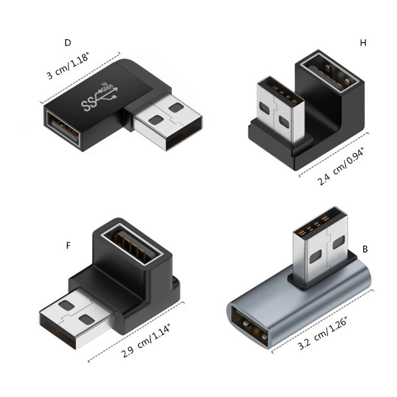 USB 3.0 Male to Female Right Angle Extension Adapter USB Upward Elbow ...