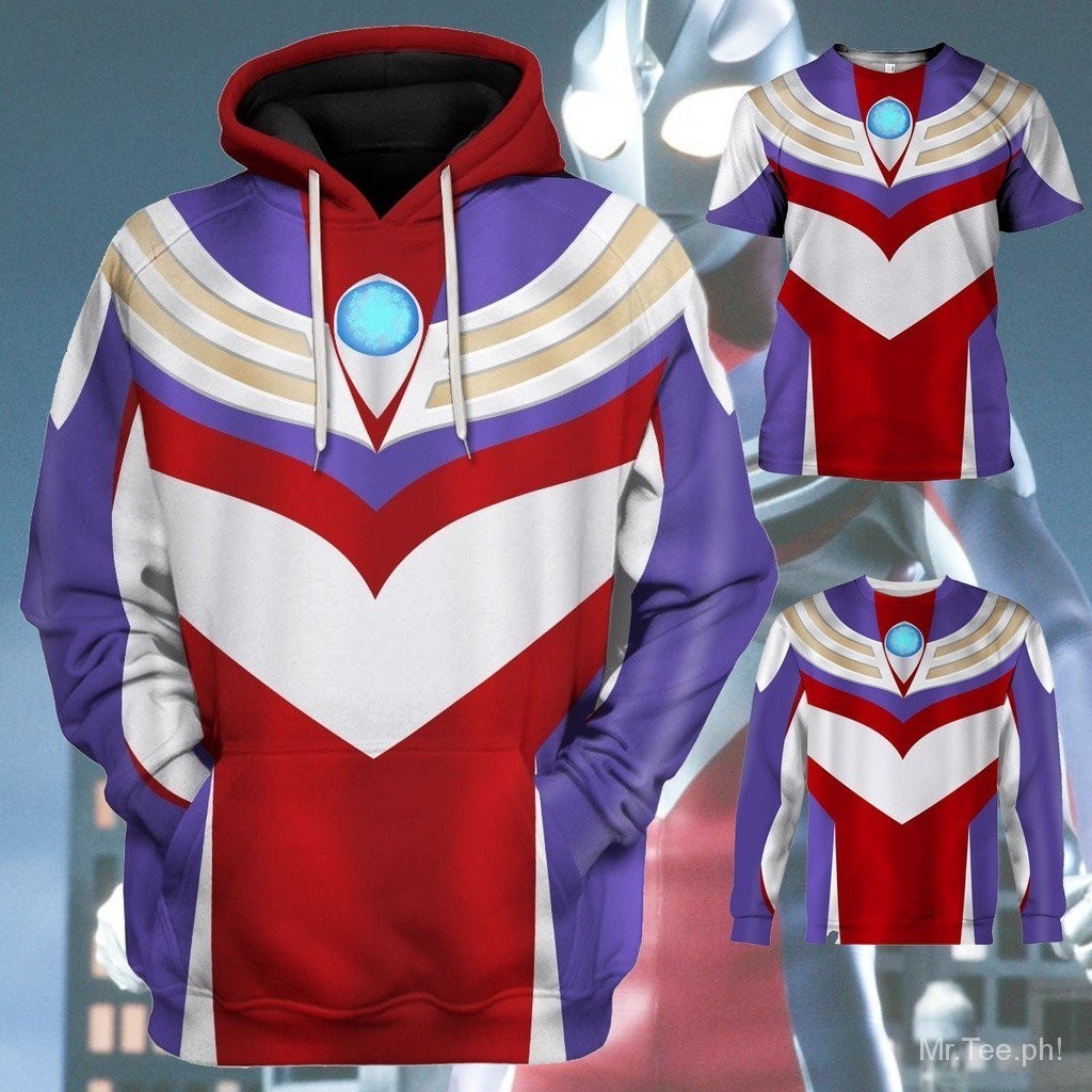[Customfashion]ultraman three hoodie long sleeve shirt T-shirt zipper ...