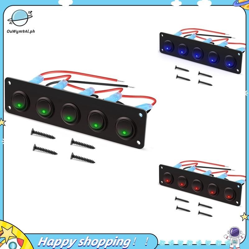 【ouwym9al】5 Gang Round Dash Rocker Toggle Switch Panel Waterproof 12 ...