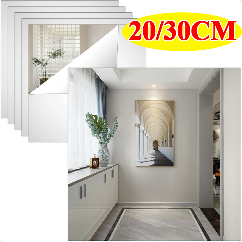 3D Self-adhesive Mirror Stickers/Square Acrylic Flexible Thicken DIY ...