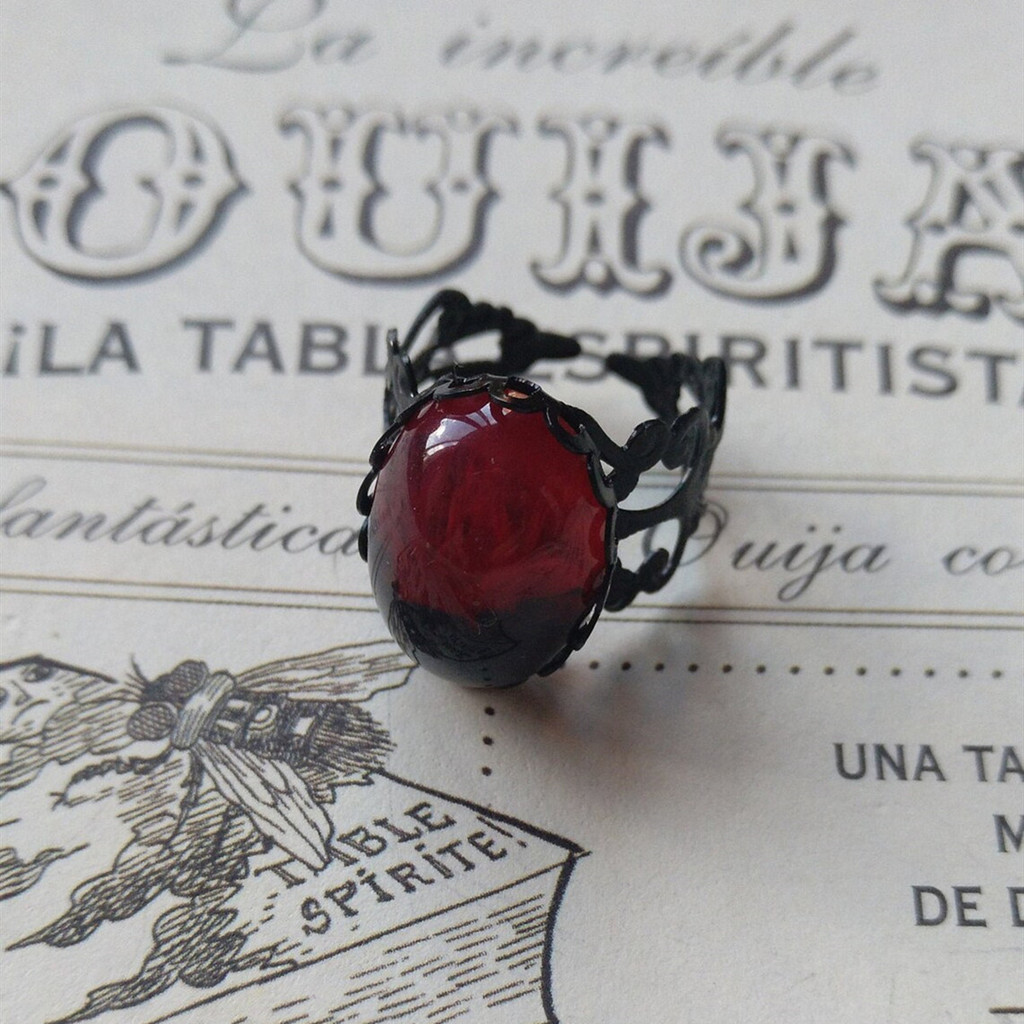 Dark Rose Ring Rose Open Ring Gothic Red Rose Vampire Blood Gothic Ring ...