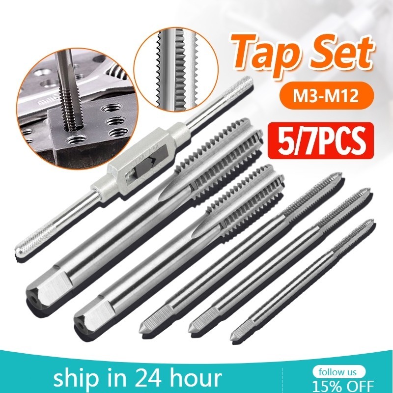 5/7PCS Hand Screw Thread Tap Wrench Retreading Rethreading Tool Set DIY ...
