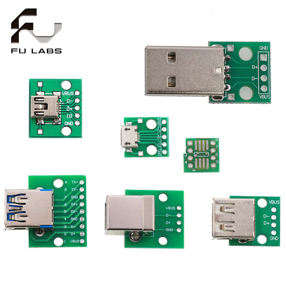 MICRO MINI USB2.0 3.0 Male Female USB to Dip Female B-type Square ...